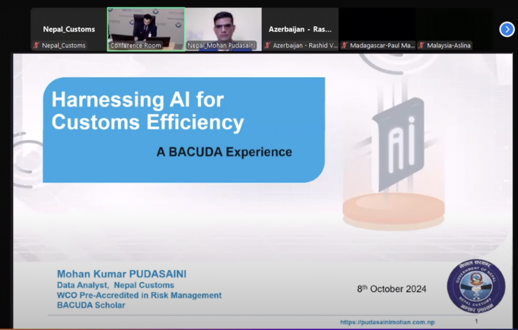 Presented at the WCO Working Group on Data and Statistics: Harnessing AI for Customs Efficiency ...