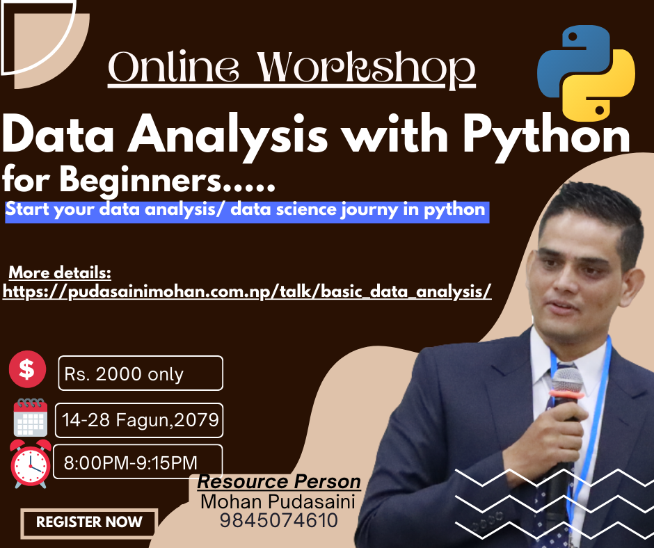 Online Workshop On Data Analysis With Python Mohan Pudasaini